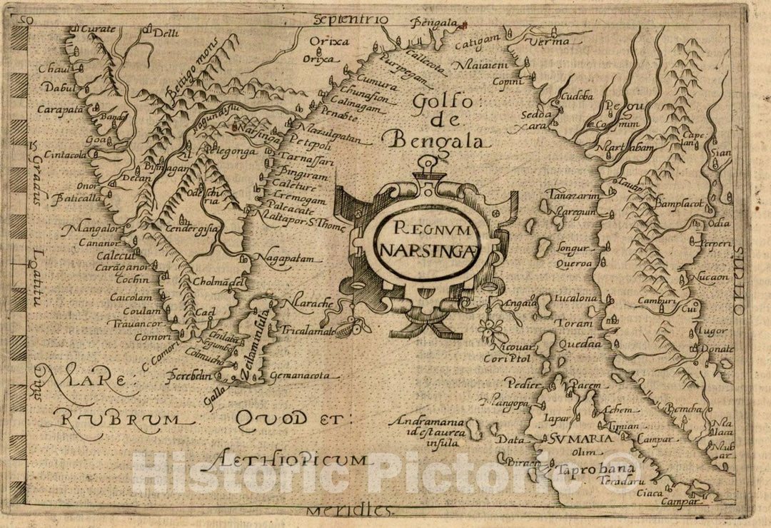 Historic Map : Regnum Narsinga, 1596, Giovanni Botero, Vintage Wall Ar ...