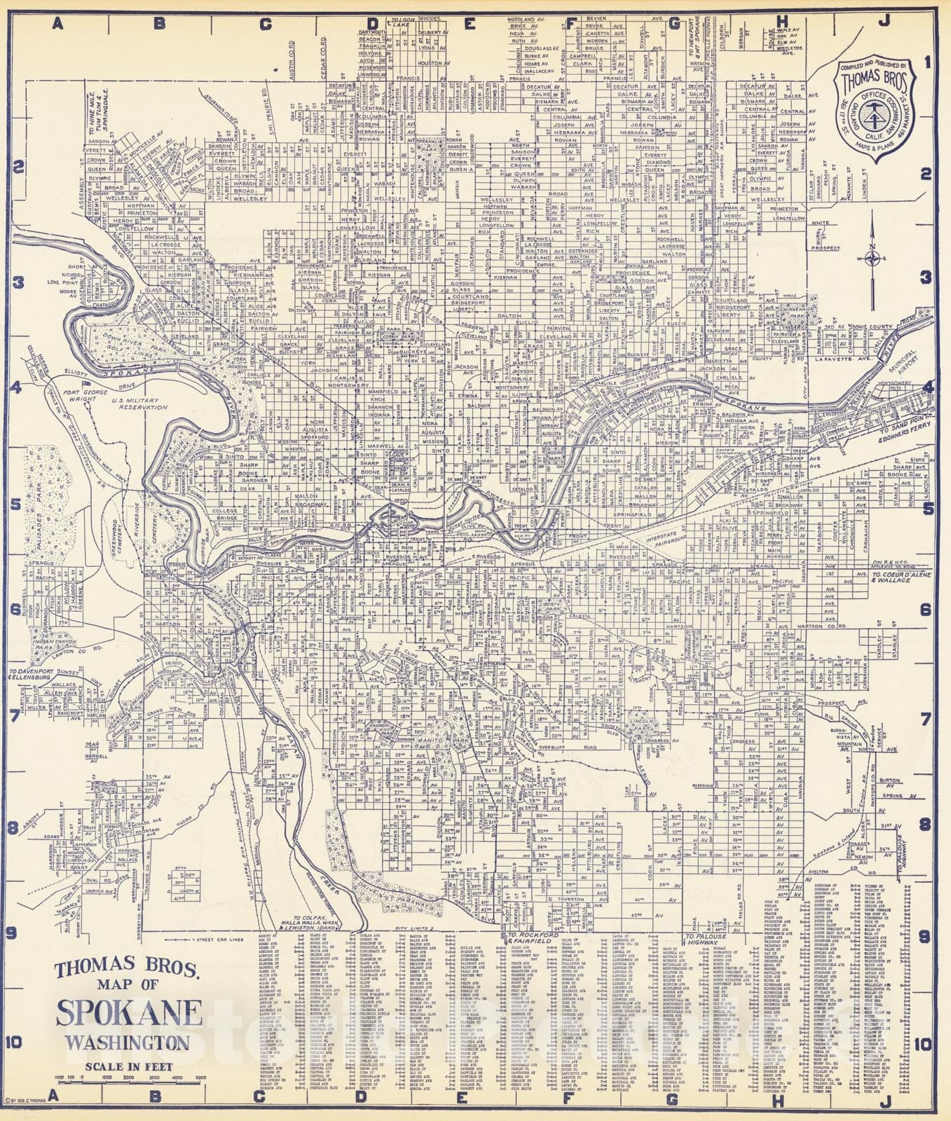 Historic Map : Thomas Bros. Map of Spokane Washington, 1920, Thomas Br ...