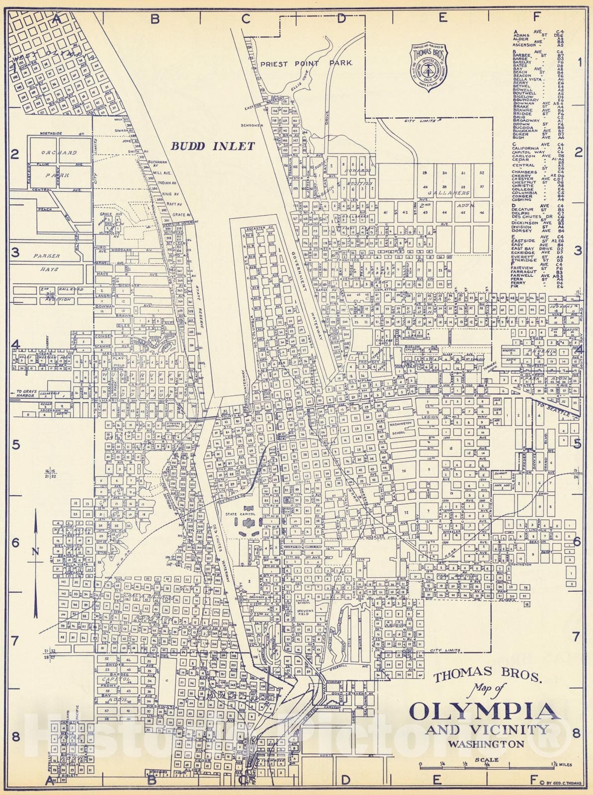 Historic Map : Thomas Bros. Map of Olympia and Vicinity Washington (an ...