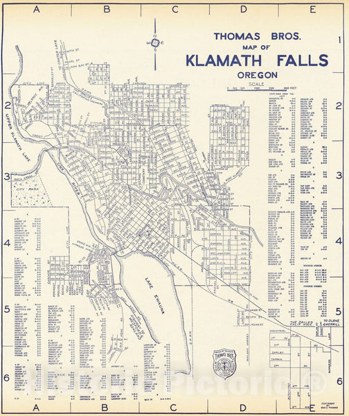 Historic Map : Thomas Bros. Map of Klamath Falls Oregon [Highway Map o ...