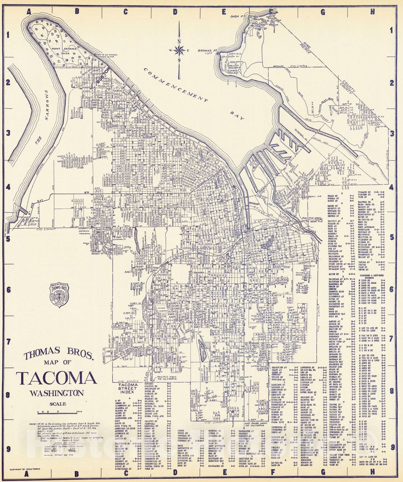 Historic Map : Thomas Bros. Map of Tacoma Washington, 1920, Thomas Bro ...
