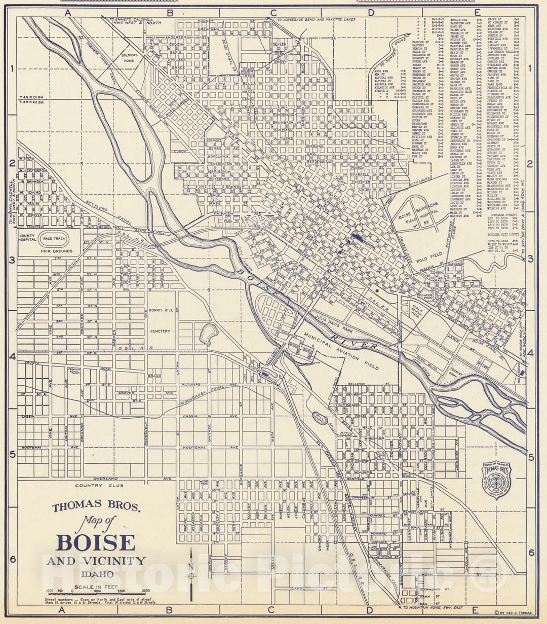 Historic Map : Thomas Bros. Map of the City of Boise and Vicinity Idah ...