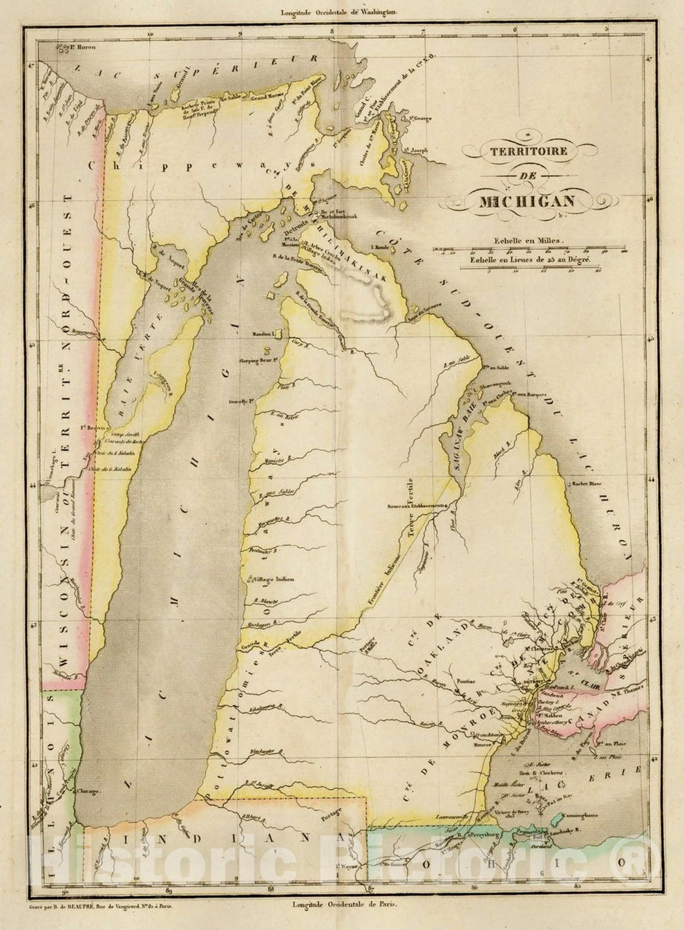 Map of Michigan Territory 1825 Historical Map Print – Historic Pictoric