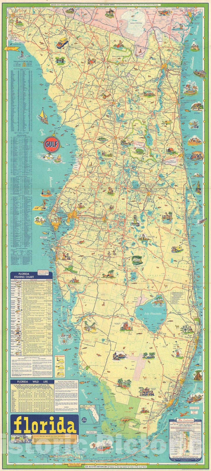 Historic Map : Pictorial Road Map of Florida, Rand McNally, 1960, Vint ...