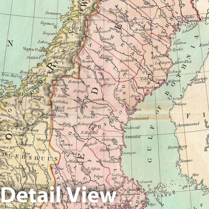 Historic Map : Scandinavia: Norway, Sweden and Denmark, Cruchley, 1850 ...