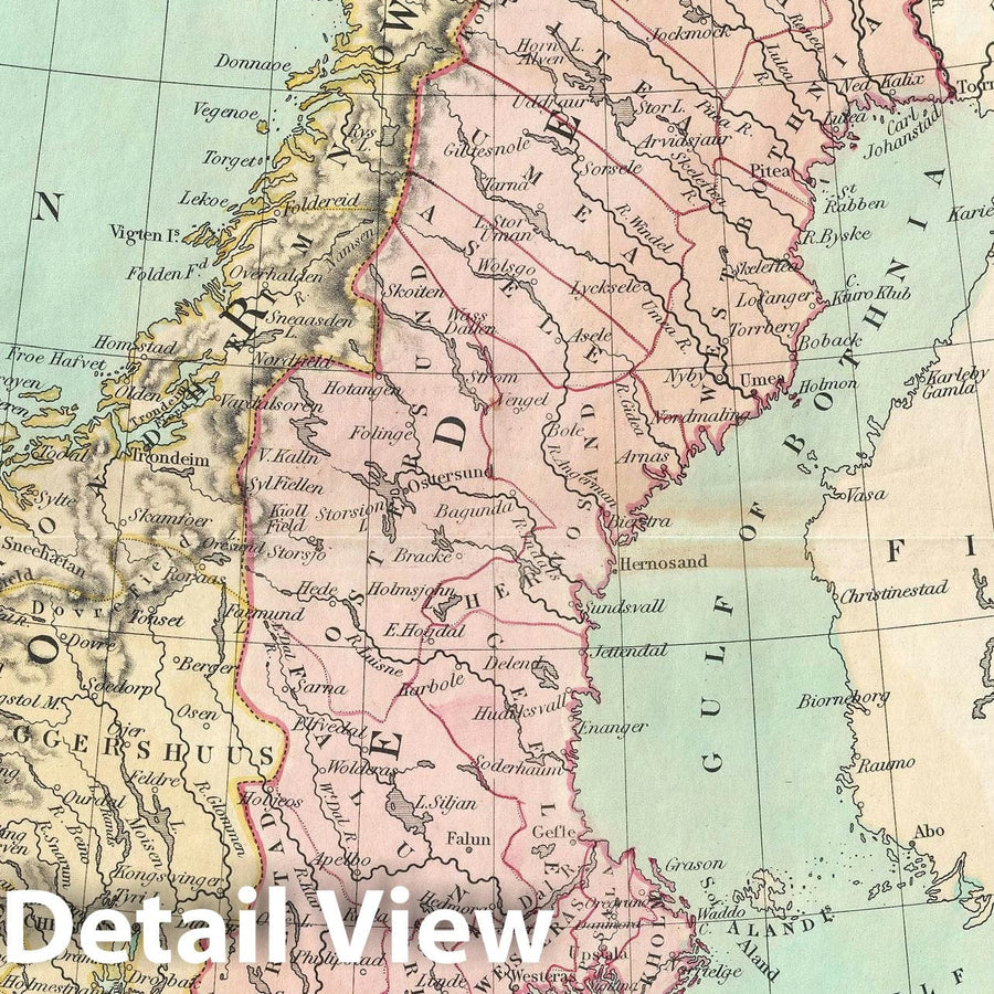 Historic Map : Scandinavia: Norway, Sweden and Denmark, Cruchley, 1850 ...