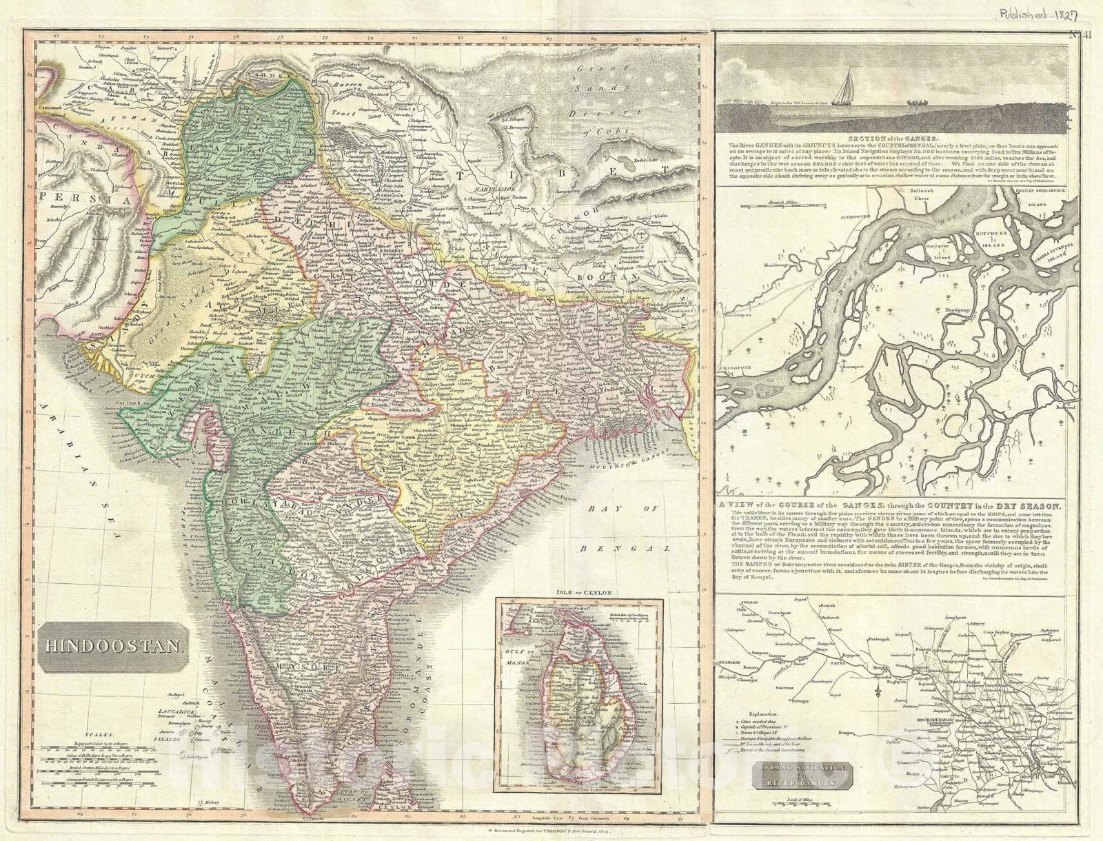 Historic Map : India w/ Ganges, Thomson, 1817, Vintage Wall Art ...