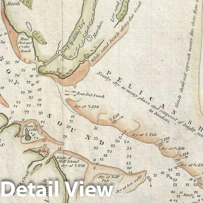 Historic Map : Doboy Sound, Georgia "Sapelo Island", Blunt, 1833, Vint ...