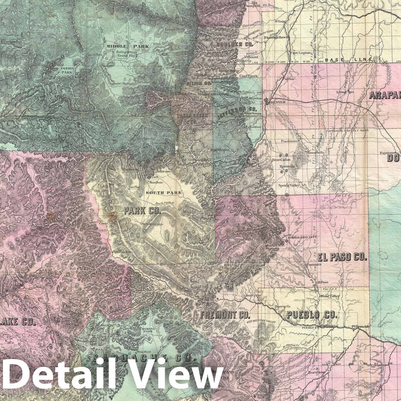 Historic Map : Colorado showing Gold Regions "Colton edition", Gilpin ...
