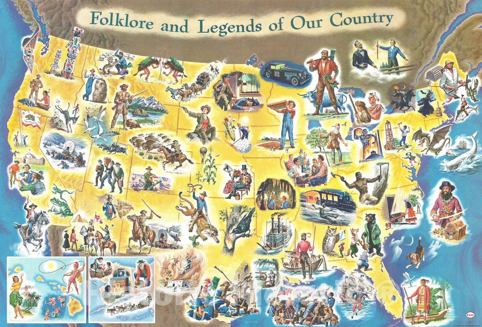 Historic Map : Soltesz Pictorial Map of American Folklore and Legends ...