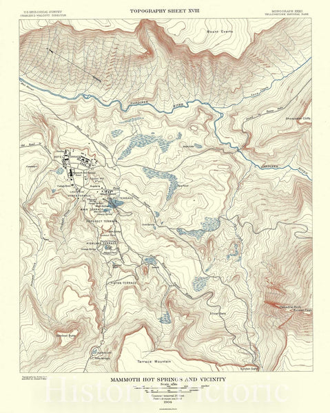 Historic Map : USGS Topographic Mammoth Springs, Yellowstone National ...