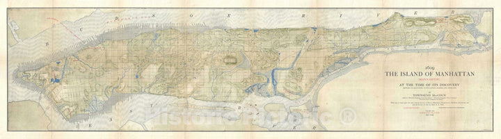 Historic Map : Manhattan, New York, in 1609 w/ Indian Tribes, MacCoun ...