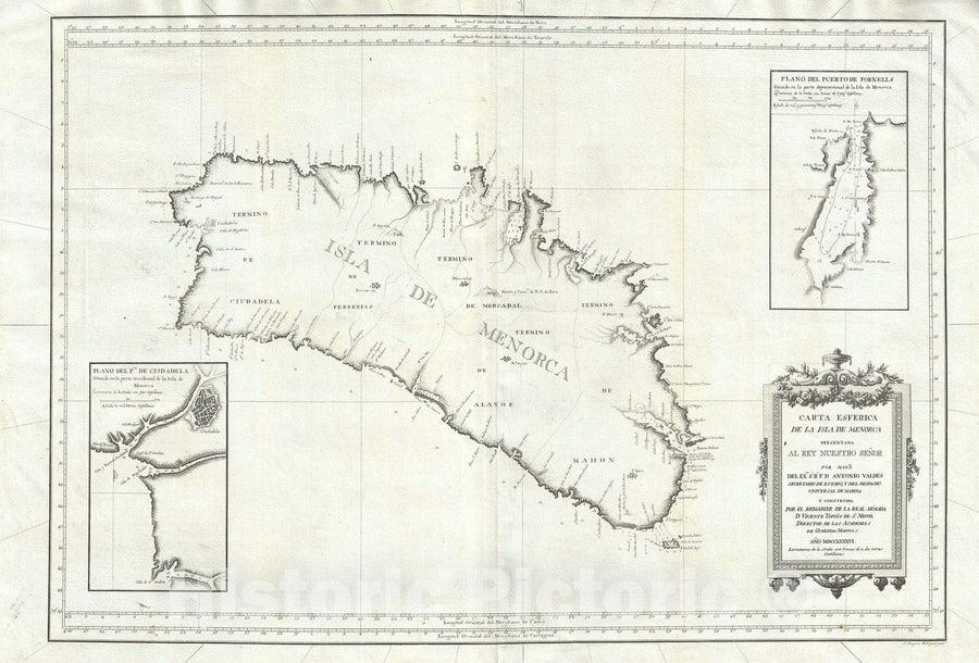 Historic Map : Nautical Chart Menorca or Minorca, Spain, Tofino, 1786 ...