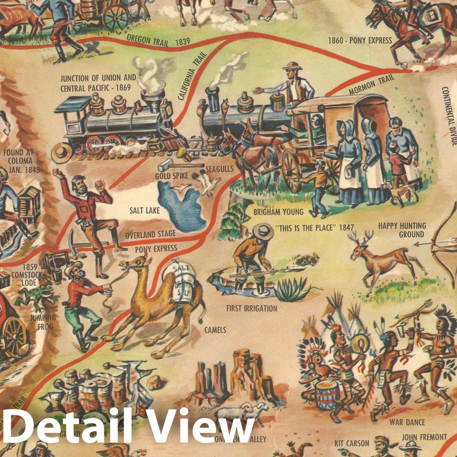 Historic Map : Pictorial Map of The Old West, Parker Edwards, 1951, Vi ...