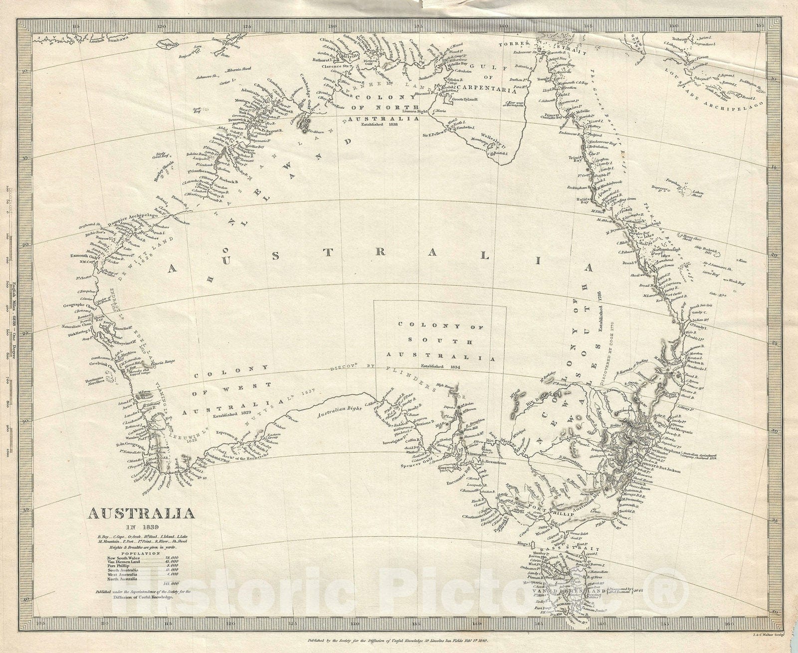 Historic Map : Australia, S.D.U.K., 1840 v1, Vintage Wall Art ...