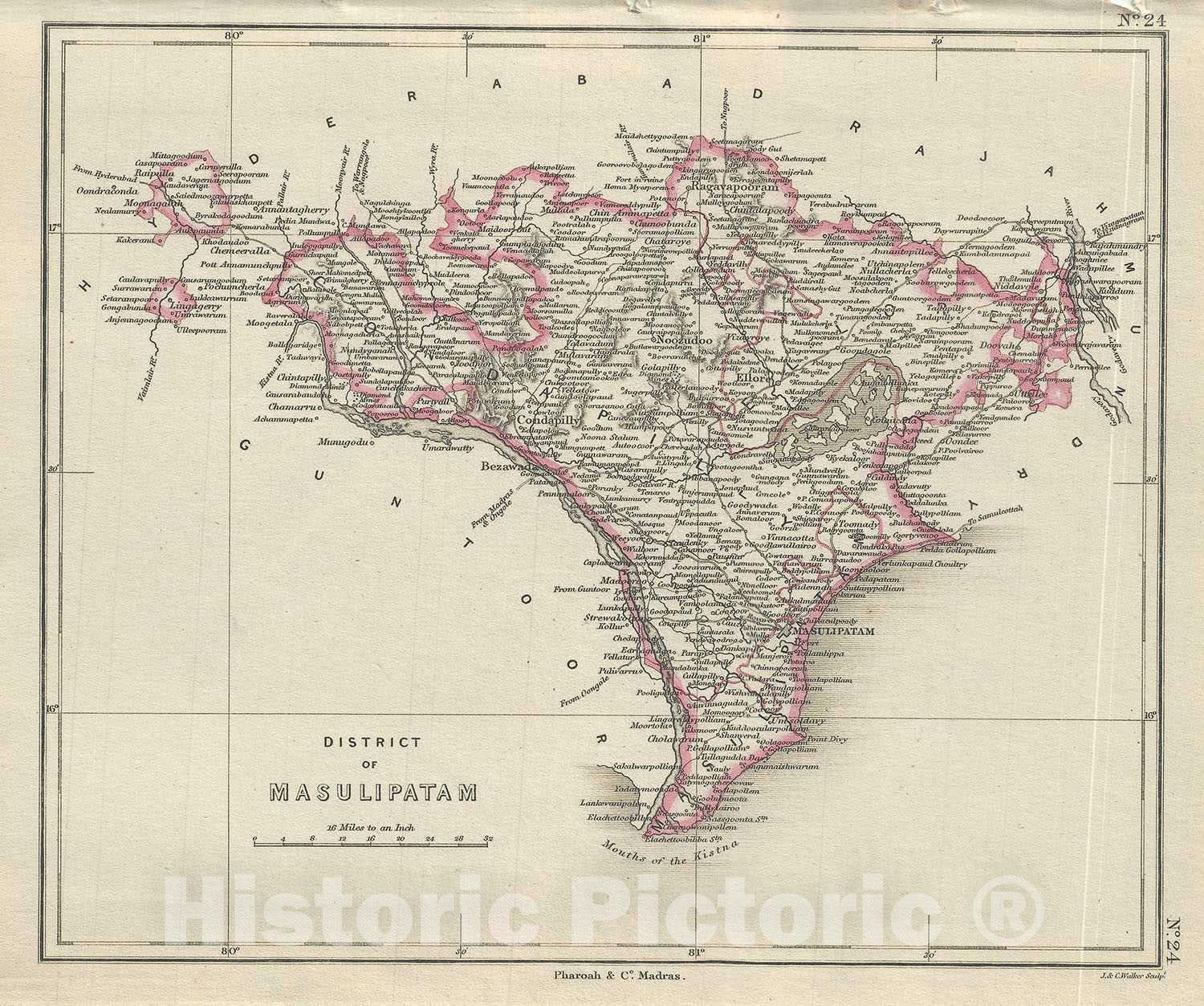 Historic Map : The Krishna District or Masulipatam, Andhra Pradesh, In ...