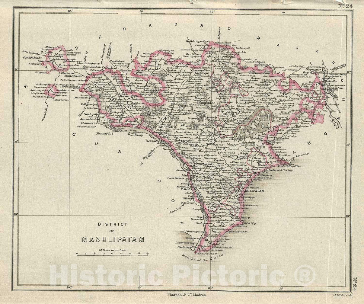 Historic Map : The Krishna District or Masulipatam, Andhra Pradesh, In ...