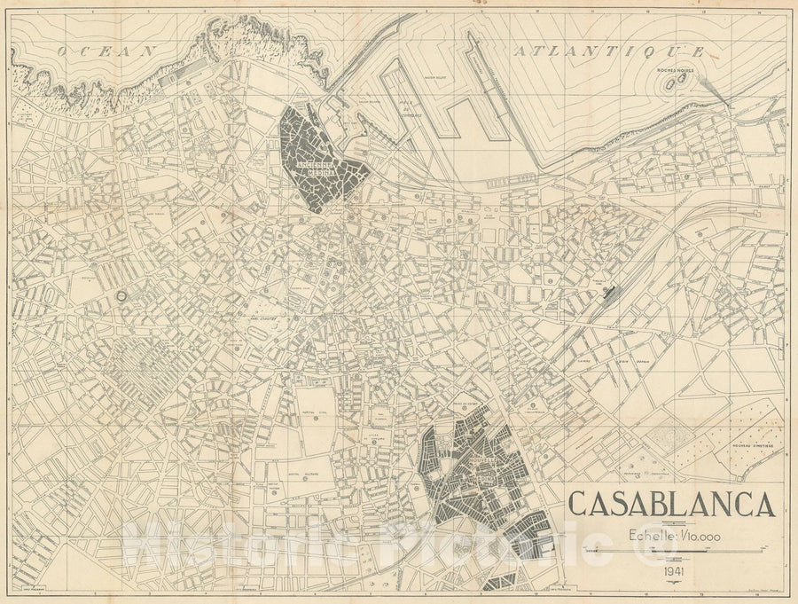 Historic Map : Plan of Casablanca, Morocco, Maroc Presse, 1941, Vintag ...