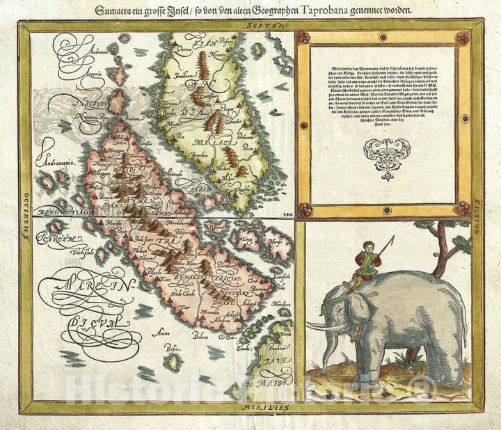 Historic Map : Sumatra and Malay "Malaysia", Sebastian Munster, 1588 ...