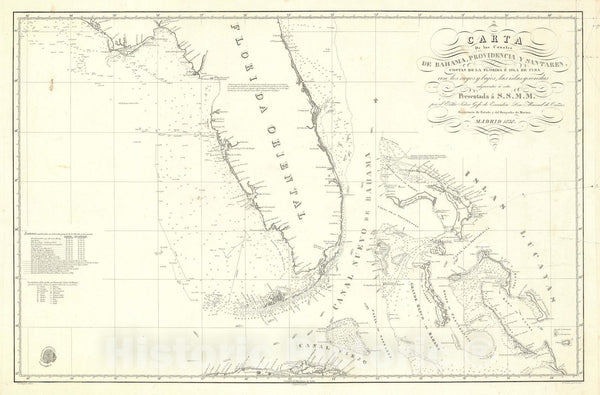 Historic Map : Nautical Chart Florida and Bahamas, Direccion Hidrograf ...