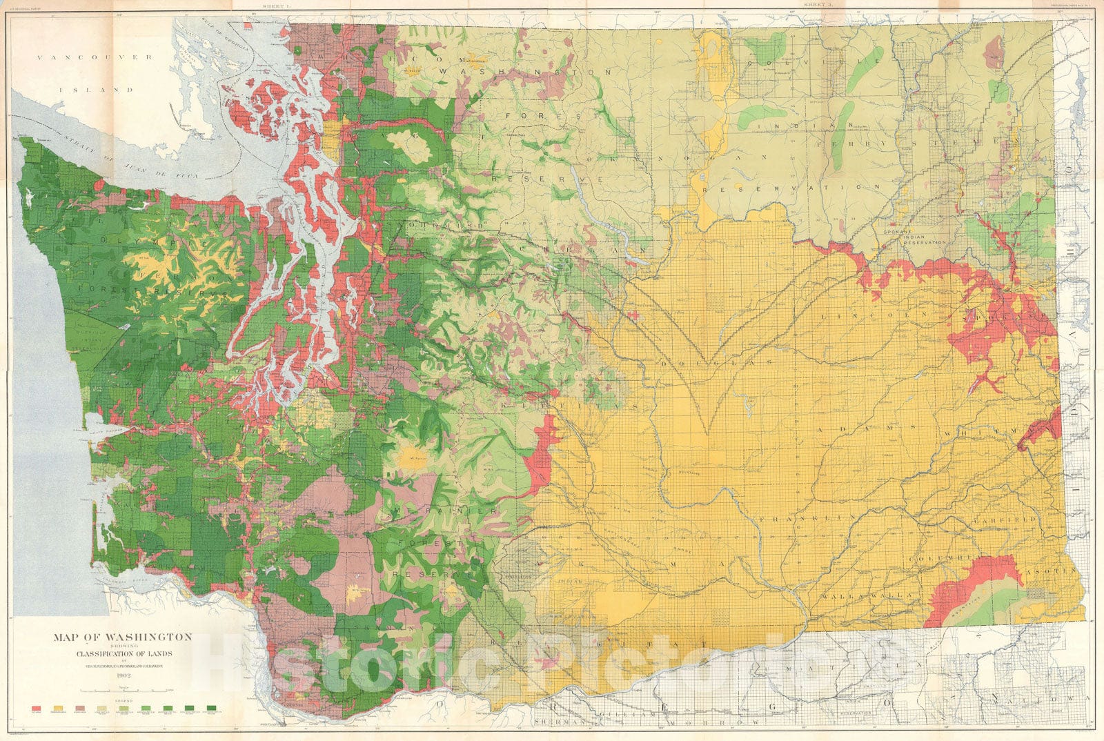 Historic Map : Washington State Timber Resources, Plummer, 1902, Vinta ...