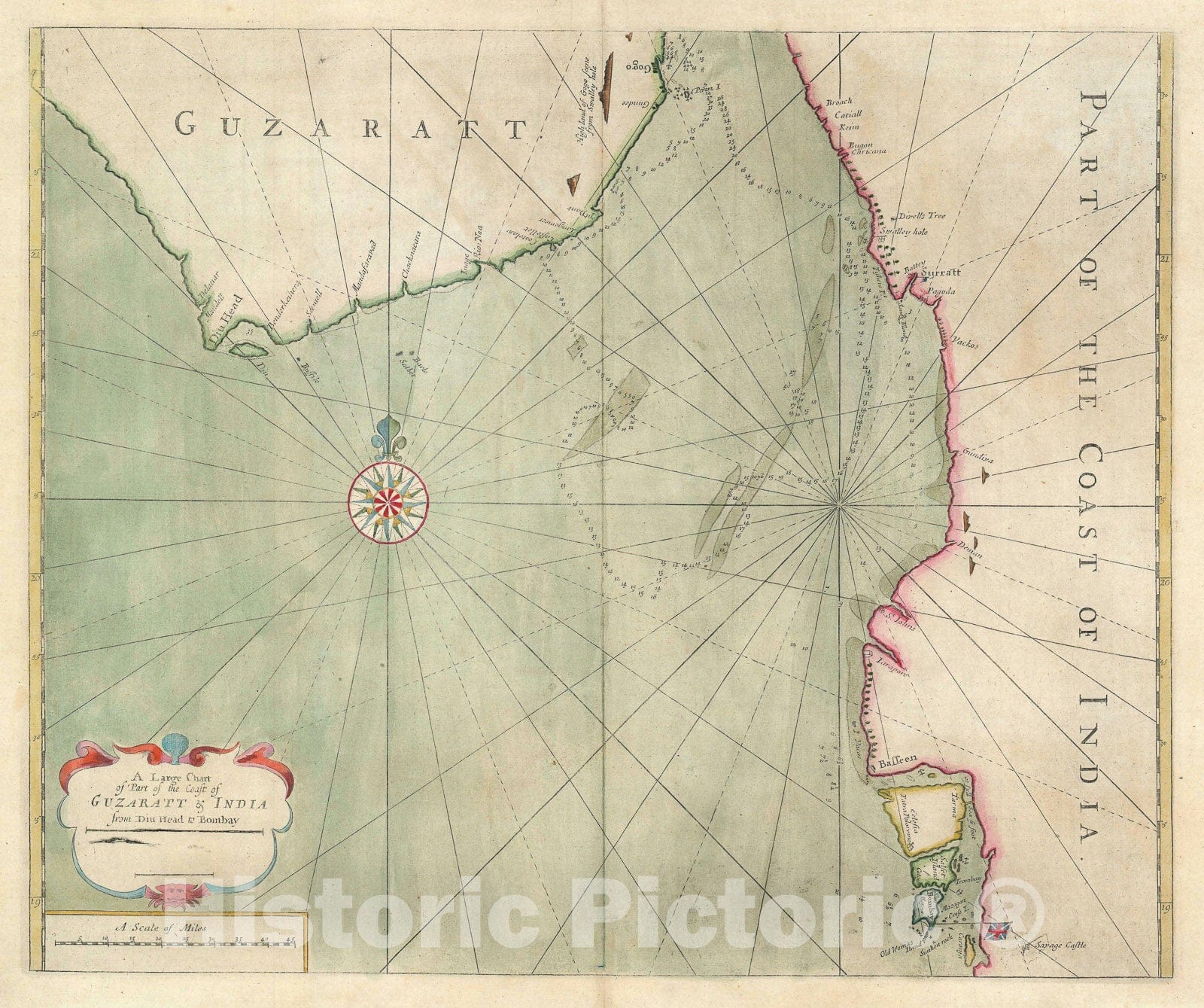 Historic Map : Nautical Chart Guzarat and Bombay "Mumbai", Samuel Thor ...