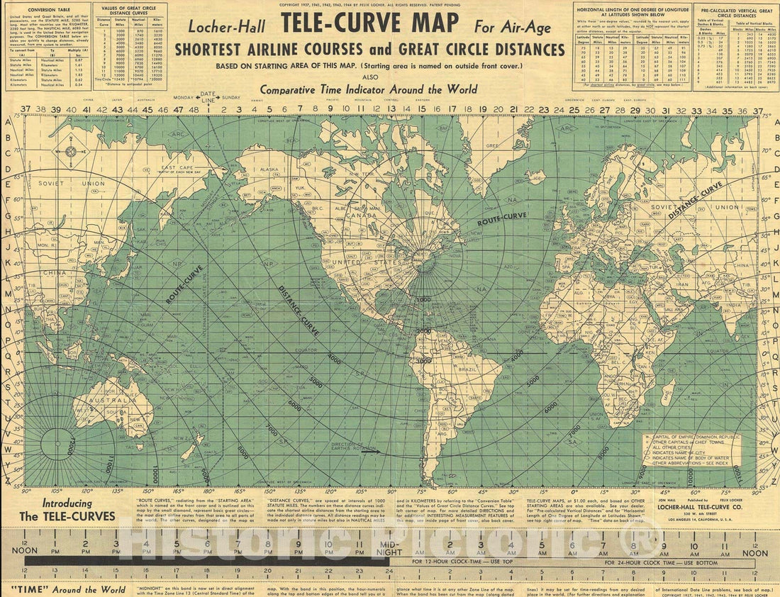 Historic Map : The World Illustrating Great Circle Distances for Air T ...