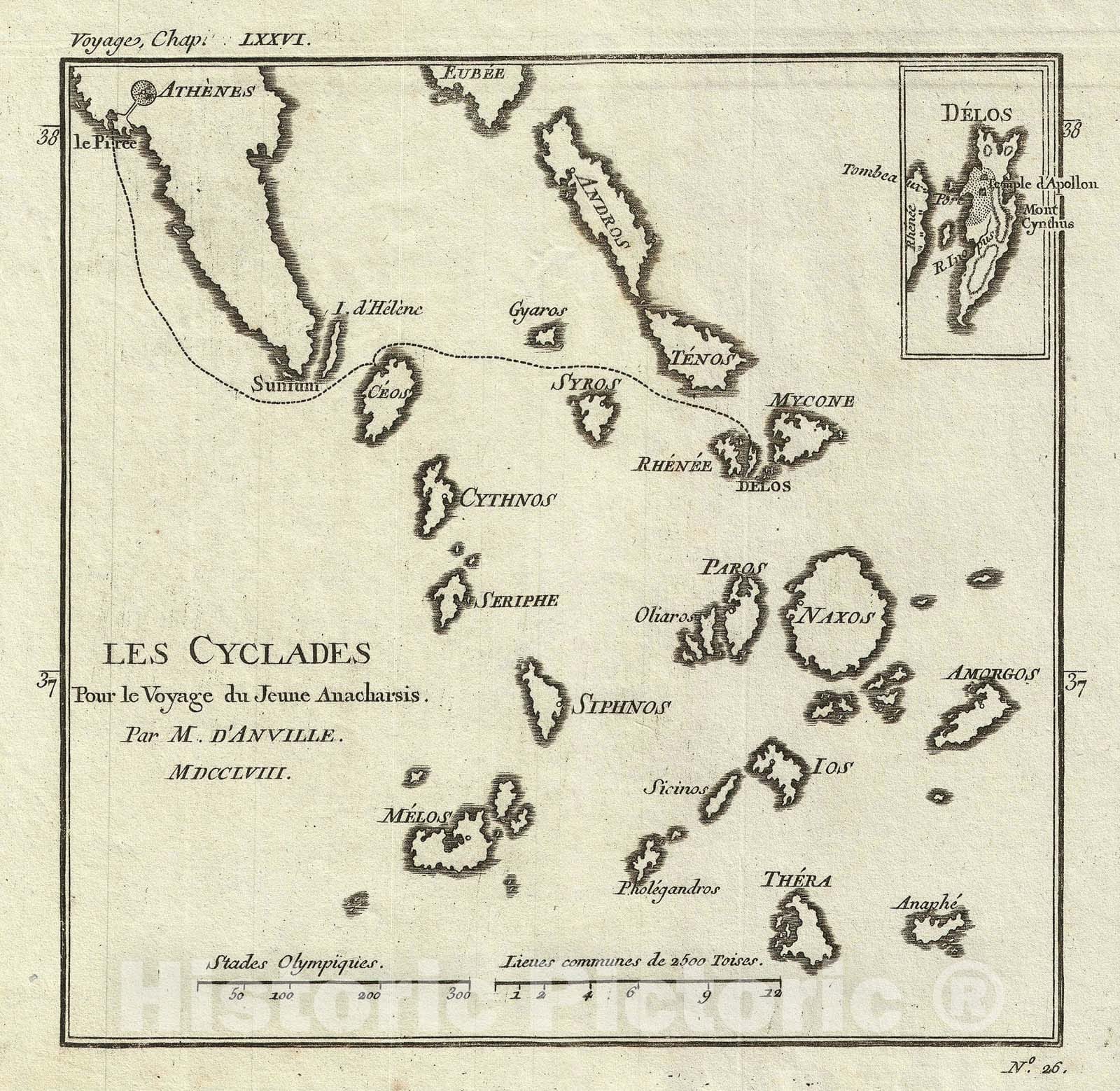 Historic Map : The Cyclades, Ancient Greece, Bocage, 1791, Vintage Wal ...