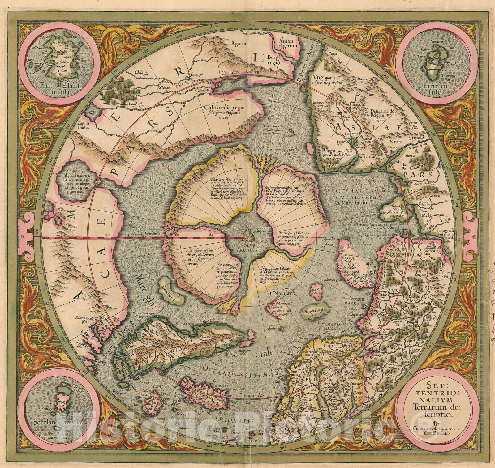 Historic Map : The Arctic "First Map of, Mercator Hondius, 1606, Vinta ...