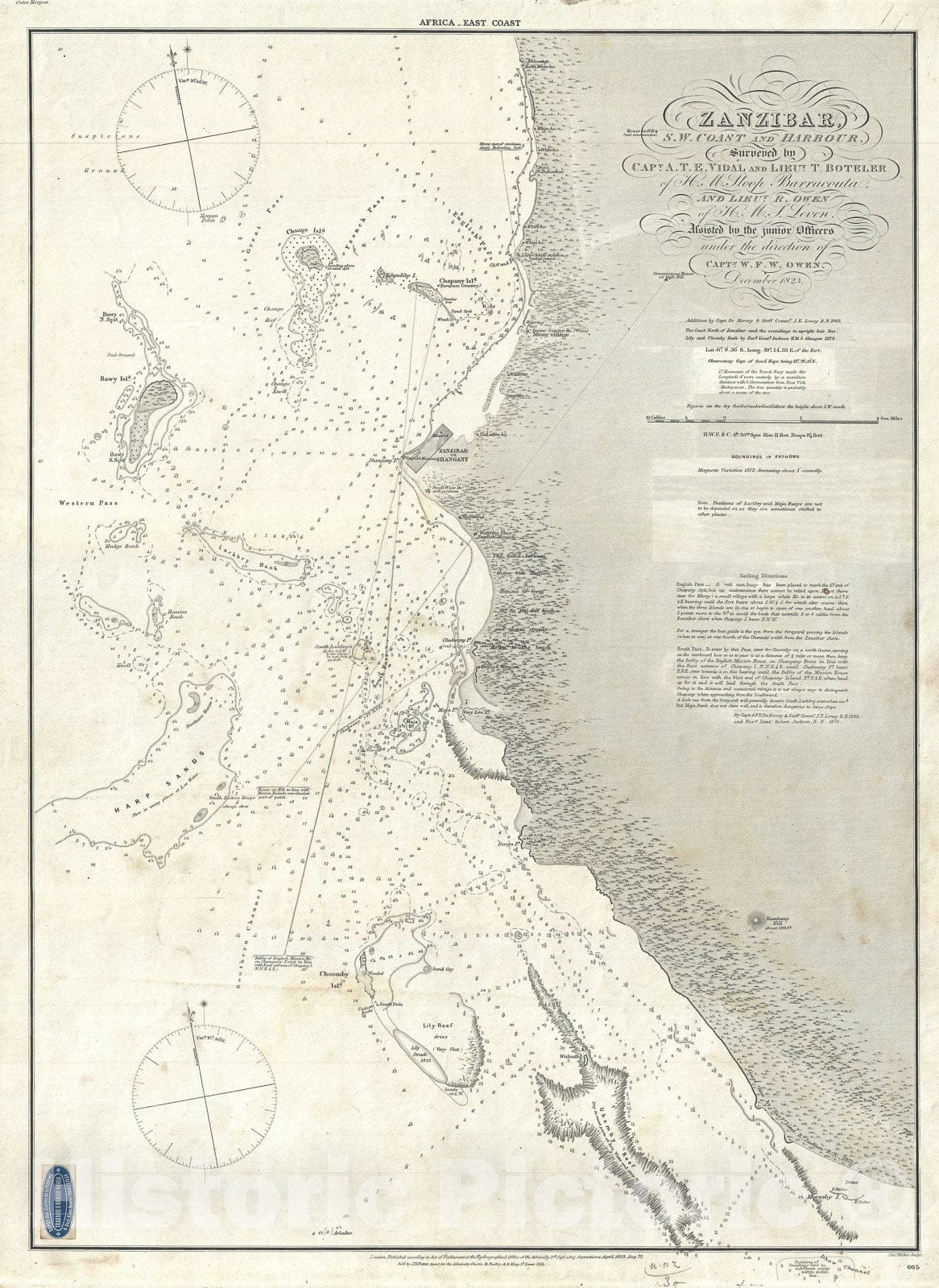 Historic Map : Nautical Chart The Southwest Coast of Zanzibar, 1873, V ...