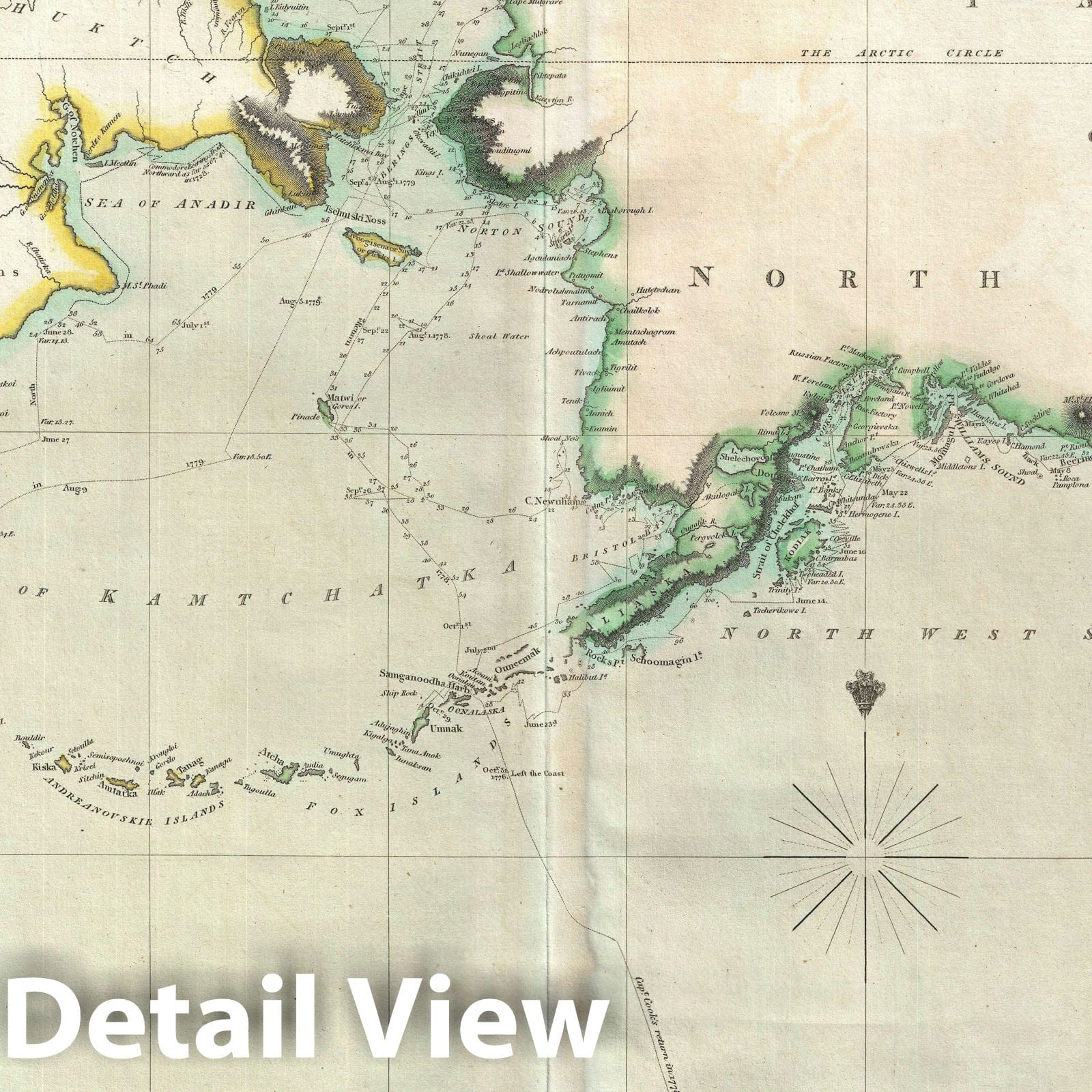 Historic Map : Alaska and The Bearing Strait, Thomson, 1816, Vintage W ...