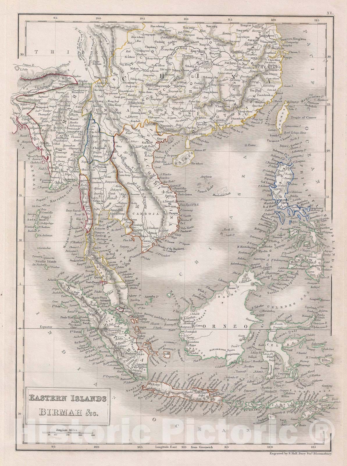 Historic Map : The East Indies and Southeast Asia, Black, 1840, Vintag ...