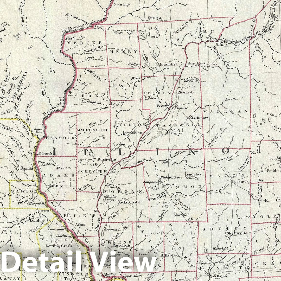 Historic Map : Missouri, Illinois, Iowa and Indiana, S.D.U.K., 1833, V ...