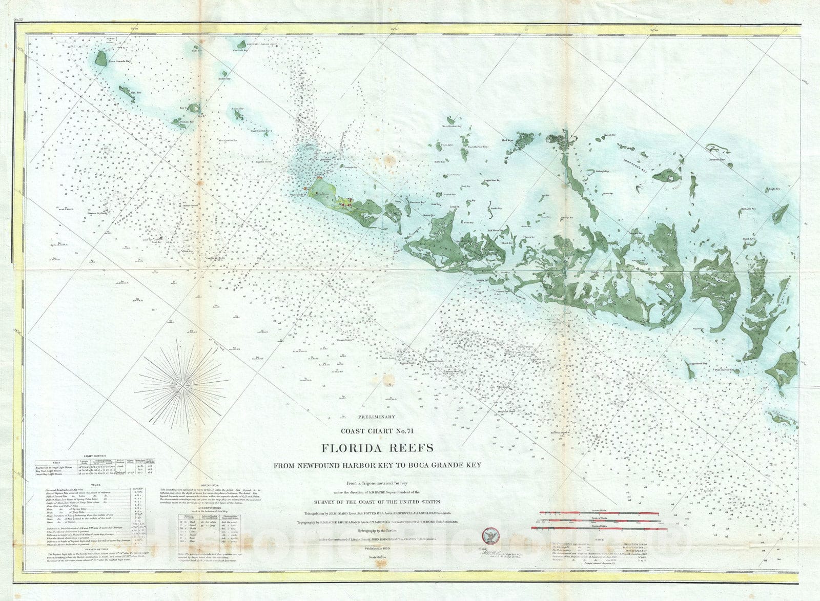 Historic Map : Nautical Chart Florida Keys and Key West, U.S. Coast Su ...