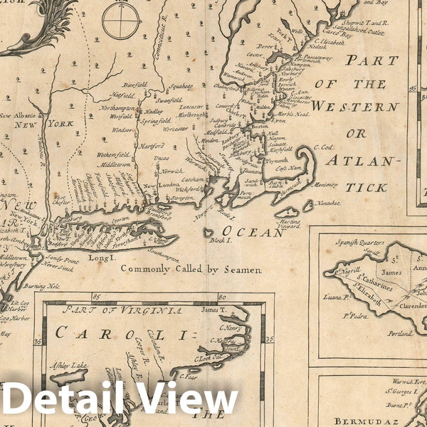 Historic Map : The British Posessions in North America, Wells, 1700, V ...