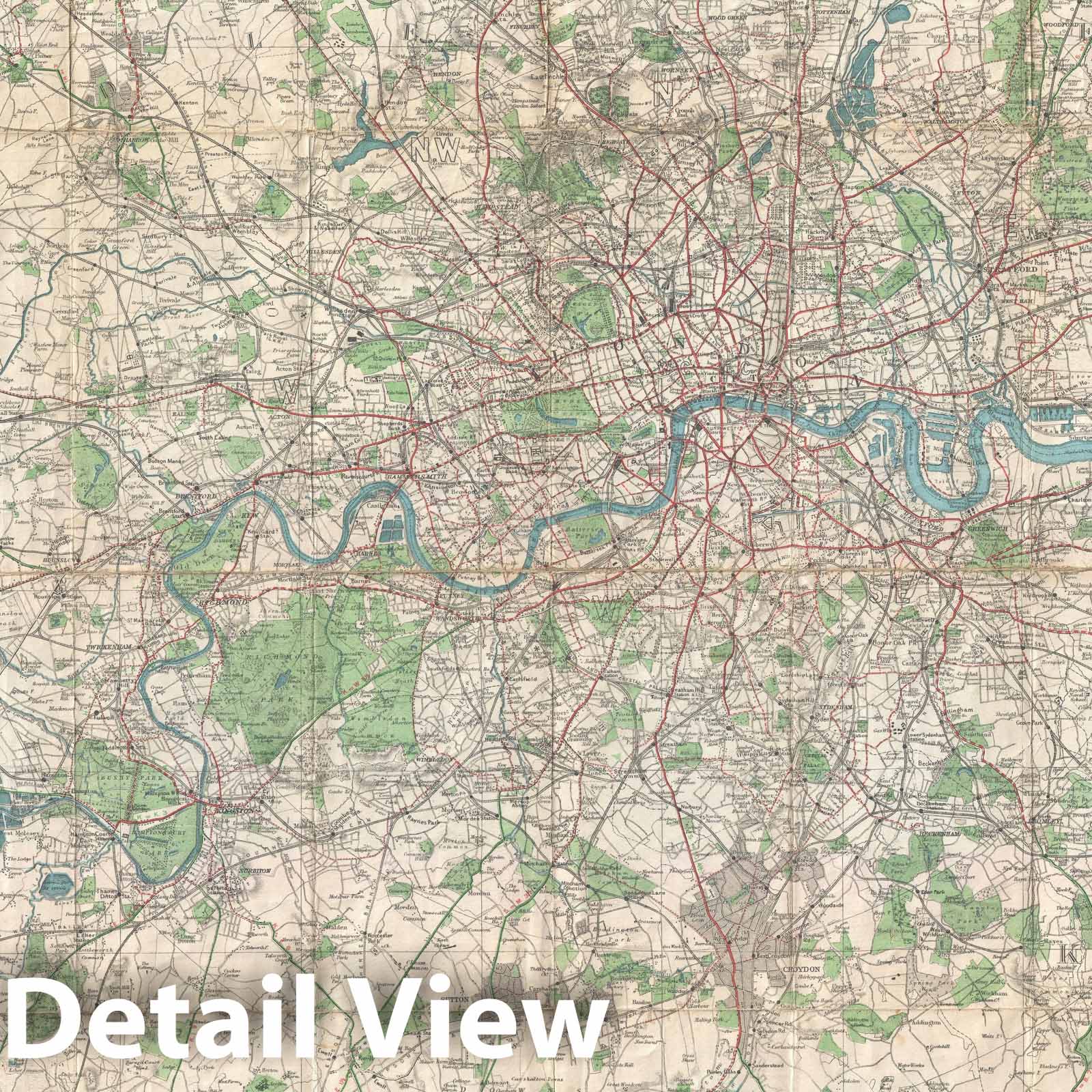 Historic Map : London, England and Environs, Bacon, 1920, Vintage Wall ...