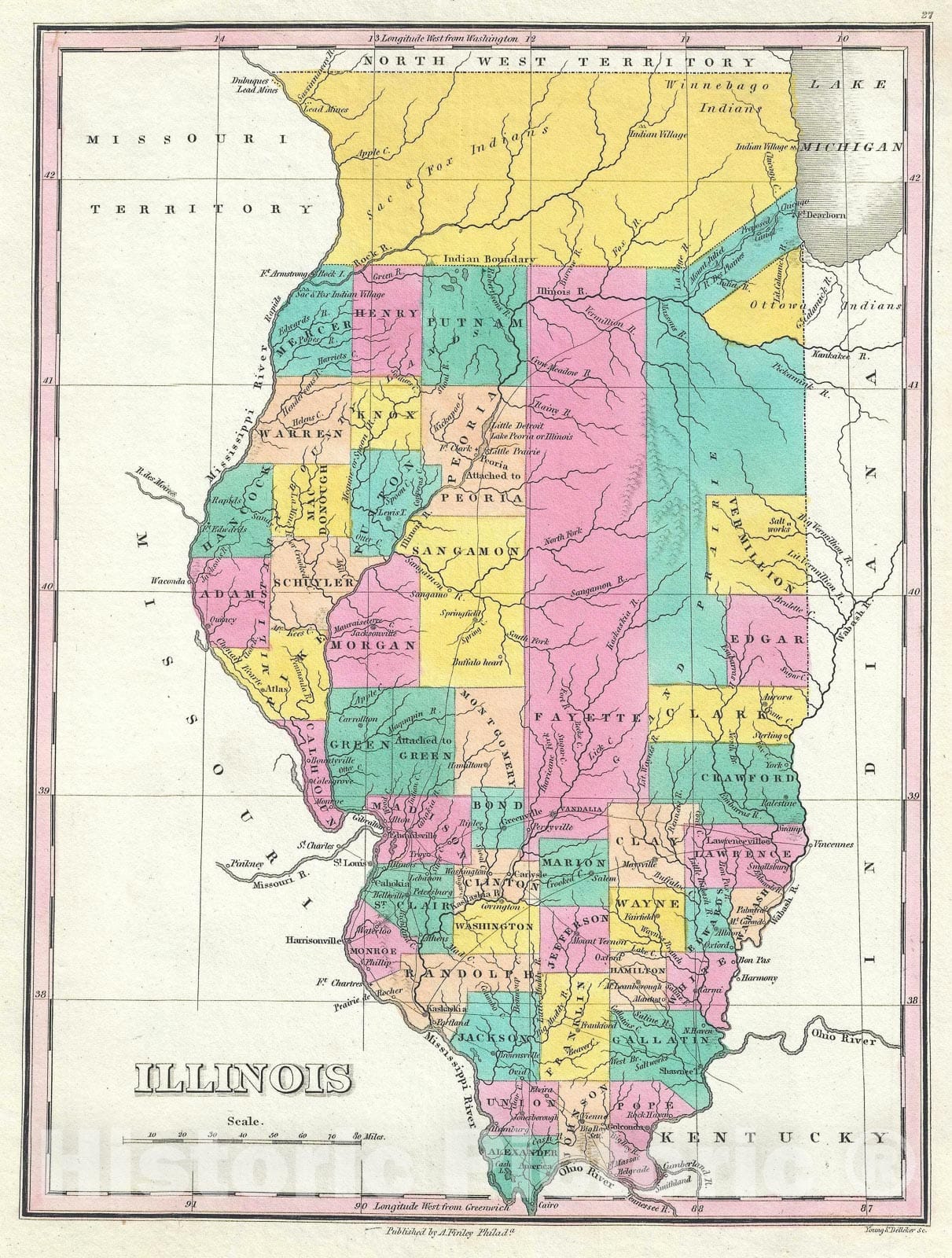 Historic Map : Illinois, Finley, 1828, Vintage Wall Art – Historic Pictoric