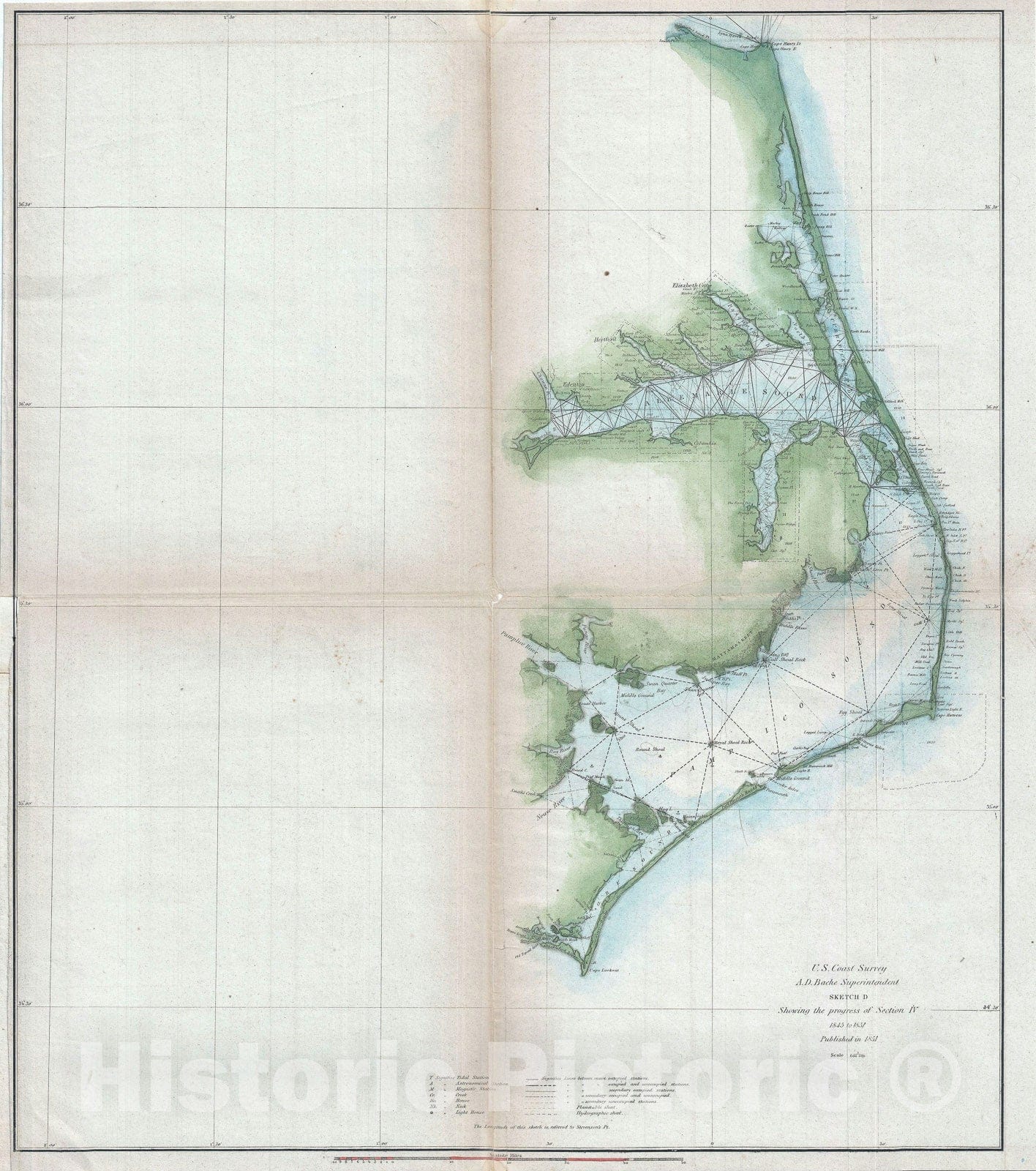 Historic Map : The Carolina and Virginia Coast "Pamlico Sound, Albemar ...