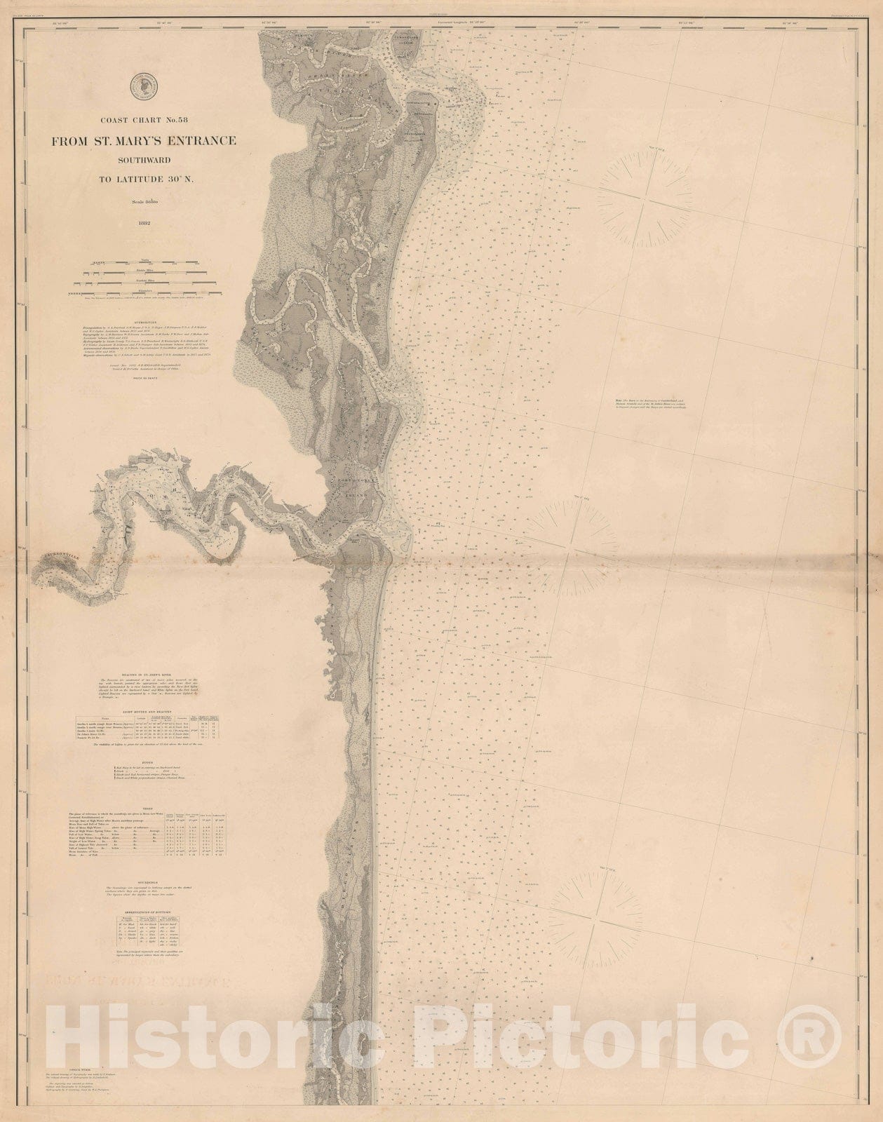 Historic Map : Nautical Chart Amelia Island and St. John's River, Flor ...