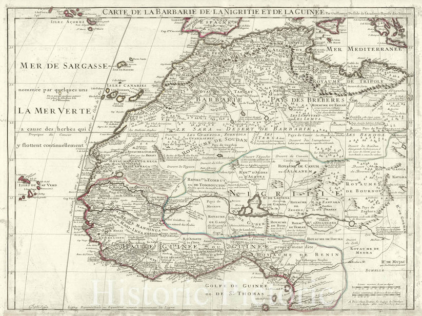 Historic Map : Western Africa w/ Canary Islands and St. Brendan Isle ...