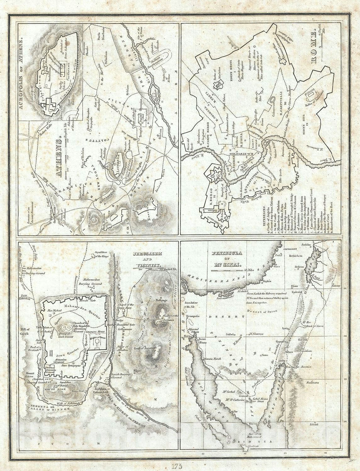 Historic Map : The Ancient Cities of Athens, Rome, Jerusalem and The S ...