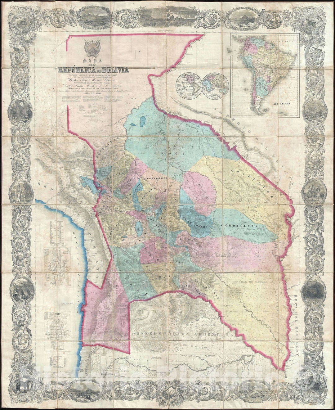 Historic Map : Bolivia - a seminal map!, Colton - Ondarza, 1859, Vinta ...