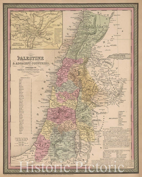 Historic Map : Palestine, Israel and The Holy Land, Mitchell, 1850, Vi ...