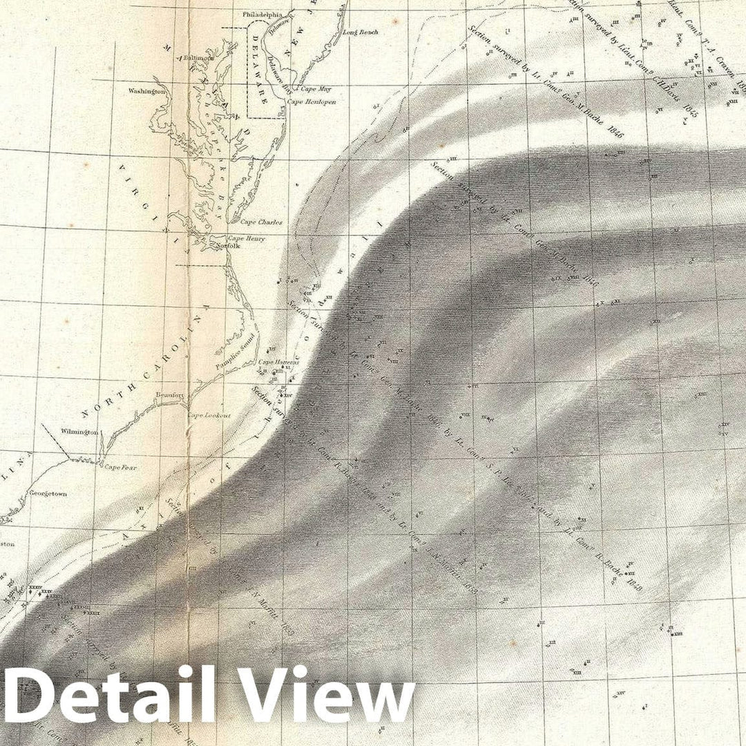Historic Map : Nautical Chart Gulf Stream and The East Coast of The Un ...