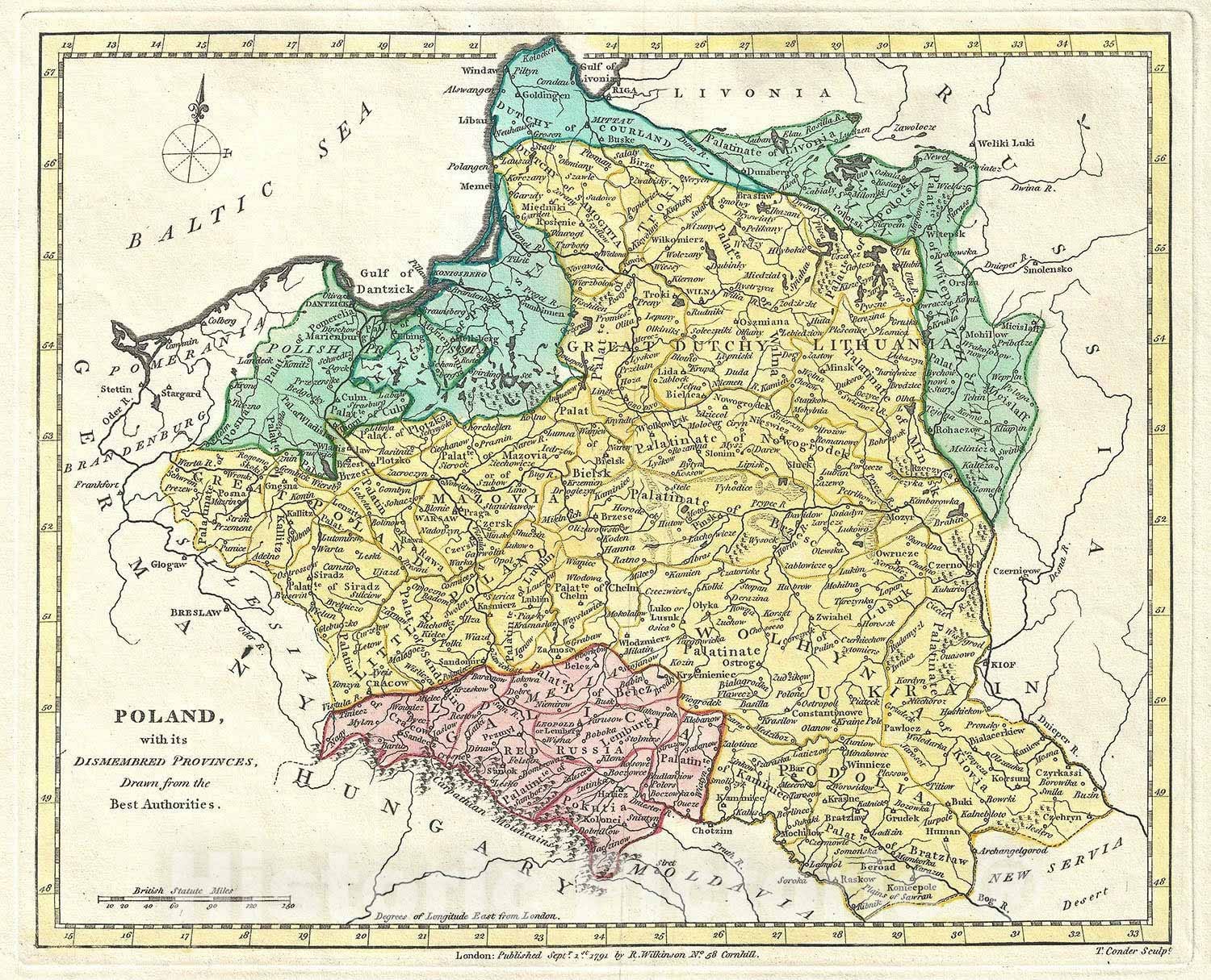 Historic Map : Poland, Wilkinson, 1791, Vintage Wall Art – Historic ...