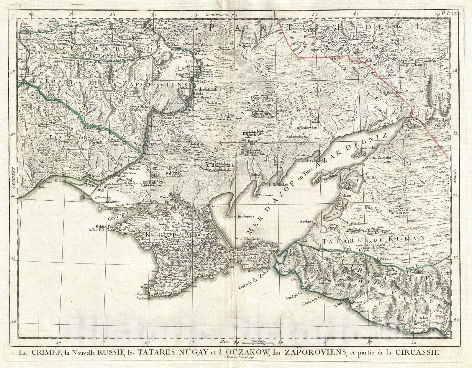 Historic Map : The Crimean Peninsula and Ukraine, Santini, 1777, Vinta ...