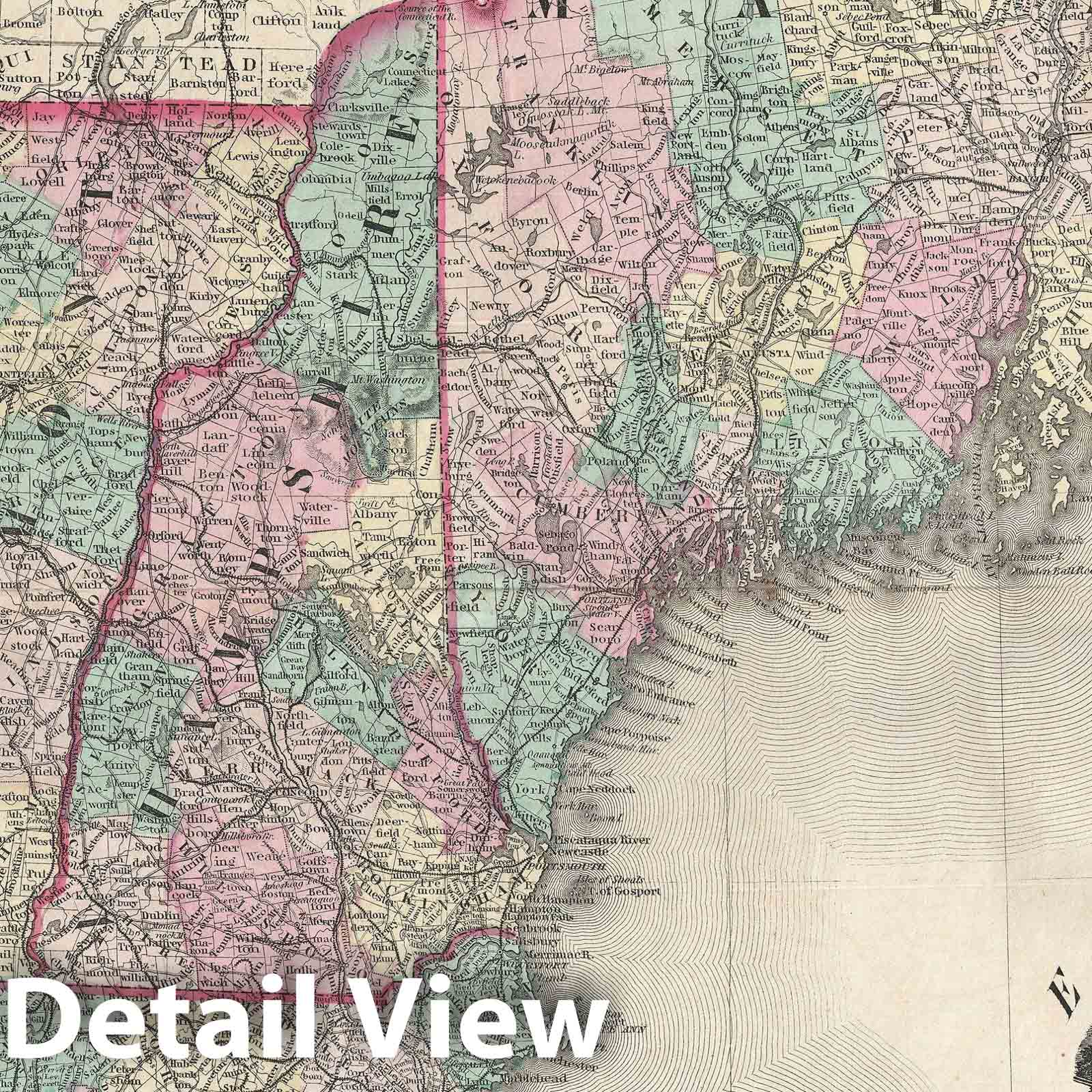 Historic Map : New England: Maine, Vermont, New Hampshire, Massachuset ...