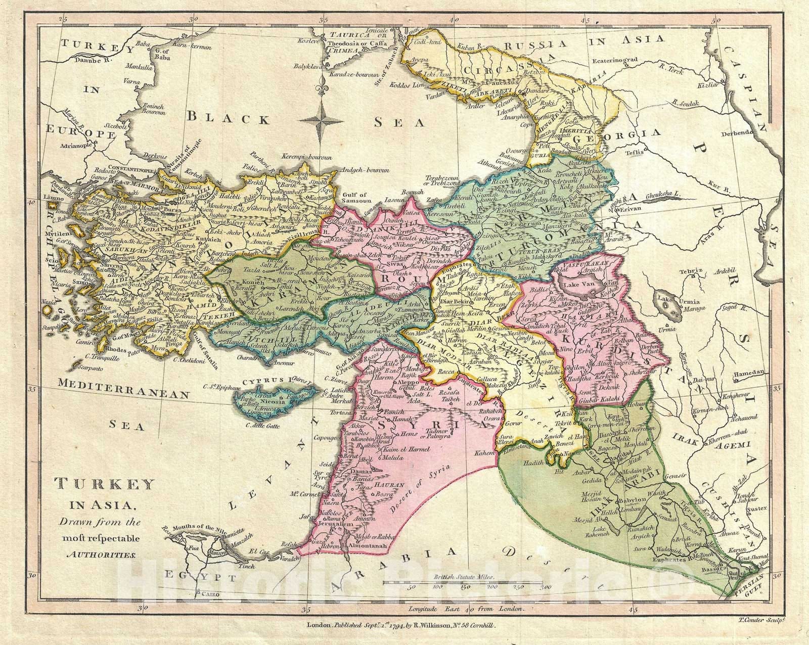 Historic Map : Turkey in Asia and The Ottoman Empire, Wilkinson, 1794 ...