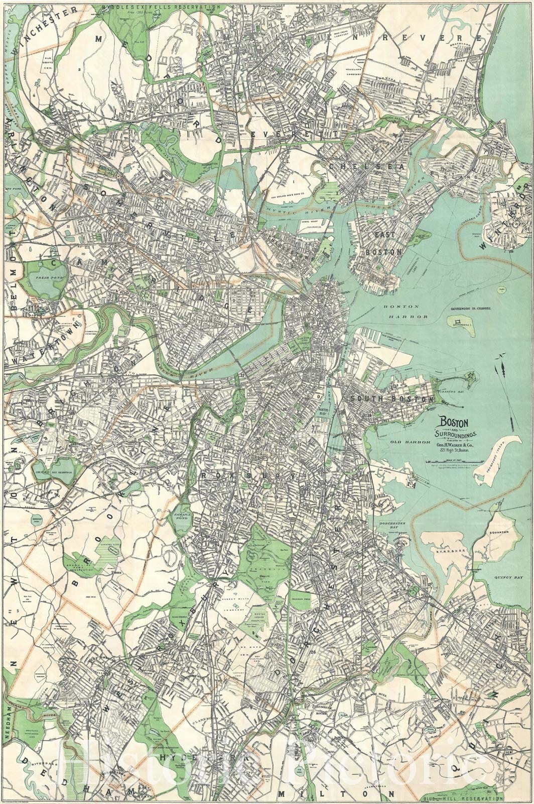 Historic Map : Plan of The City of Boston, Massachusetts, Walker, 1908 ...