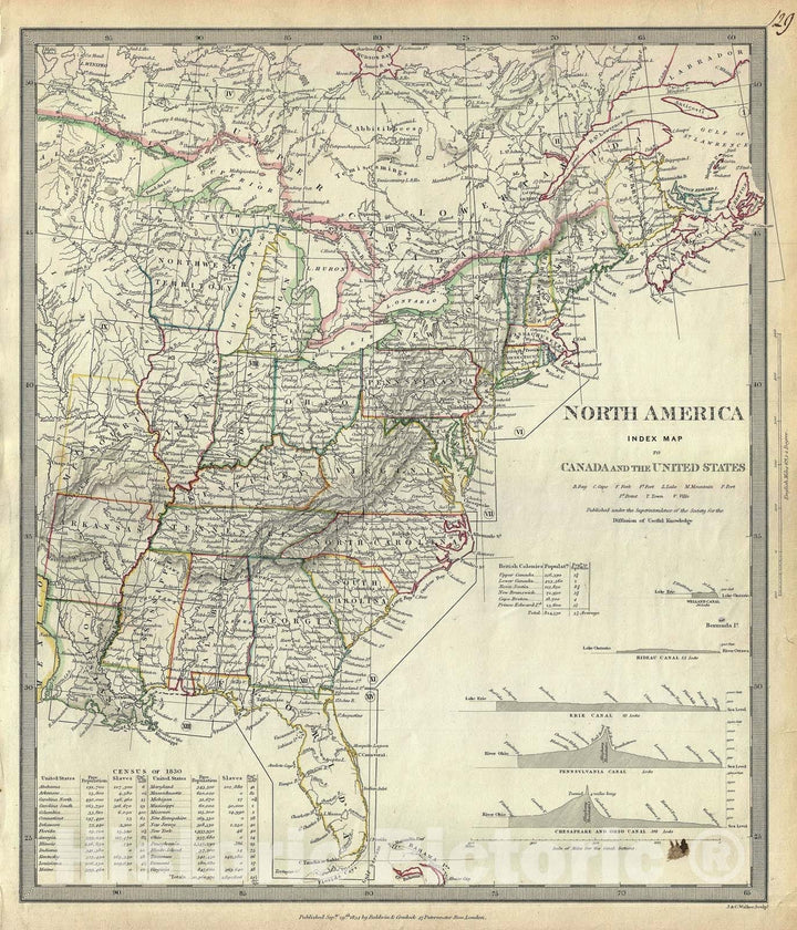 Historic Map : The United States and Canada, S.D.U.K., 1834, Vintage W ...